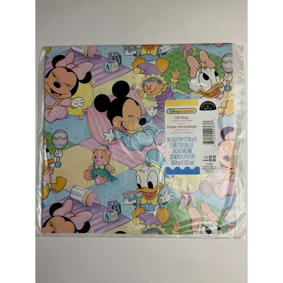 Party Supplies | Rare Disney Babies Vintage Gift Wrap Wrapping Paper ...